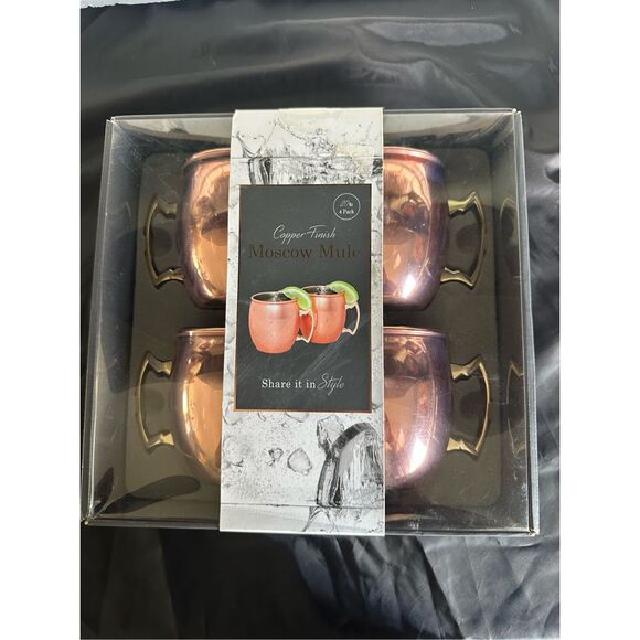Silver one international | Dining | Copper Finish Moscow Mule Four Pack ...